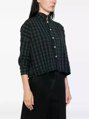 RICORRROBE Gingham Pattern Ruffled Detail Shirt