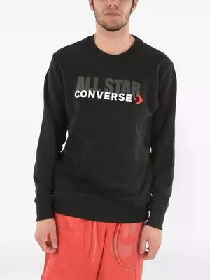 CONVERSE Logo-embroidered Cotton Sweatshirt - Black
