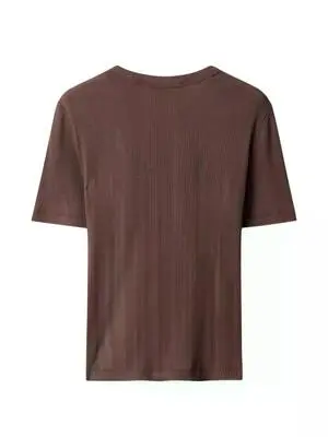 Maison Kitsuné Baby Fox Logo-embroidered Ribbed T-shirt - Brown