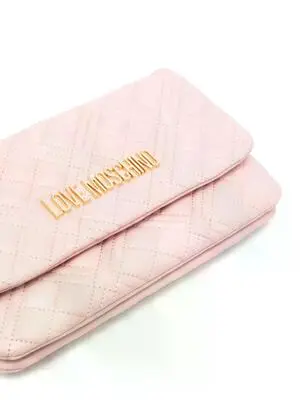 Moschino Logo Plaque Quilted Crossbody Bag