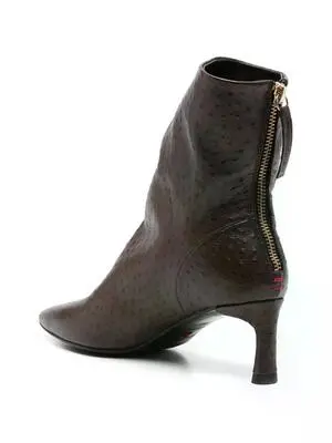 HALMANERA Ostrich-effect Pointed-toe Ankle Boots