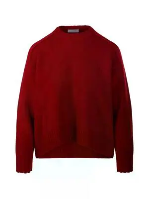 BEYOU Ribbed-trim Drop-shoulder Sweater - Red