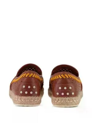 TOD'S Perforated Whipstitch Loafers - Brown