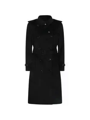 Burberry Double-breasted Belted Cashmere Coat - Black
