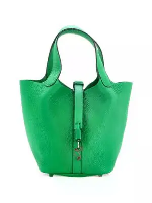 Hermès Monochrome Picotin Lock Bag Clemence Pm Bucket Bag - Green