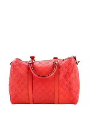 Gucci Embossed Leather Medium Boston Bag - Red