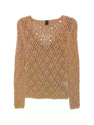 Dolce & Gabbana 2000s Open-knit V-neck Sweater - Brown