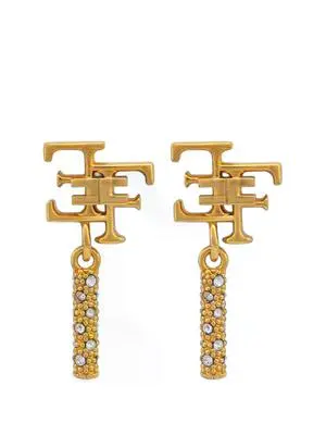 Elisabetta Franchi Logo-plaque Drop Earrings - Gold