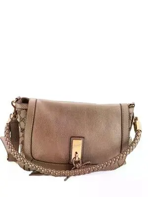 Gucci Bella Flap Gg Canvas With Leather Medium Shoulder Bag - Gold