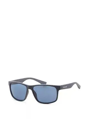 Calvin Klein Matte Finish Rectangle Frame Sunglasses - Blue