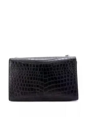 Saint Laurent Classic Monogram Tassel Crocodile Embossed Leather Medium Crossbody Bag - Black