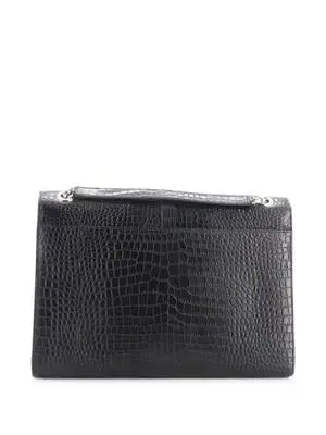 Saint Laurent Monogram Envelope Satchel Crocodile Embossed Leather Crossbody Bag