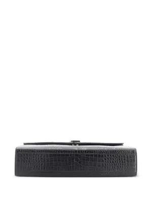 Saint Laurent Monogram Envelope Satchel Crocodile Embossed Leather Crossbody Bag