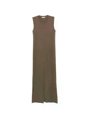 THE ROW Oiva Ribbed Knit Maxi Dress - Brown