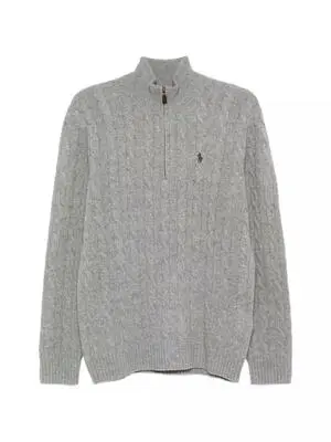 Polo Ralph Lauren Cable-knit Cotton Quarter-zip Jumper - Grey