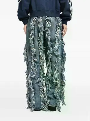 THUG CLUB Oil-wash Frayed Jeans