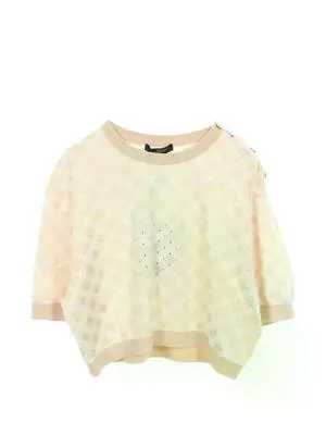 LOUIS VUITTON 2010s Gingham-pattern Sweater - Neutrals