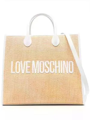 Moschino Embroidered-logo Detail Tote Bag - Neutrals