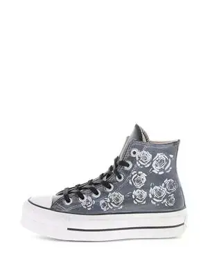 CONVERSE All Star Chuck Taylor Floral Patterned Leather High Top Sneakers With Platform - Grey