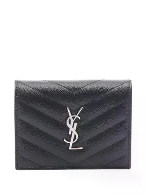 Saint Laurent 2020s Cassandre Leather Wallet - Black
