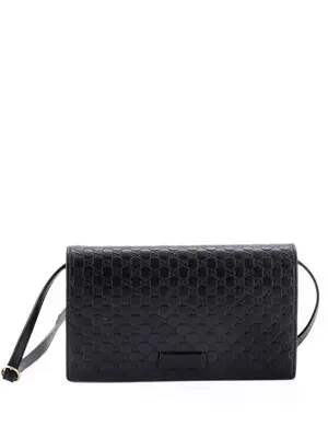 Gucci Wallet On Strap Microguccissima Leather Crossbody Bag - Black