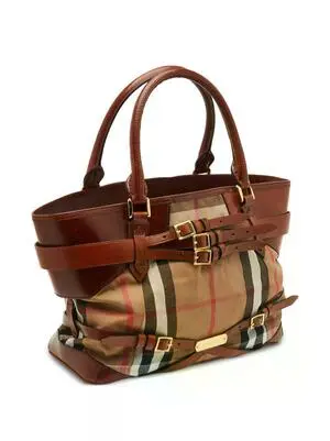 Burberry House Check Leather-trim Tote Bag - Brown
