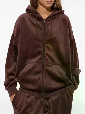 Y3 Velvet Corduroy Zipper Hoodie - Red