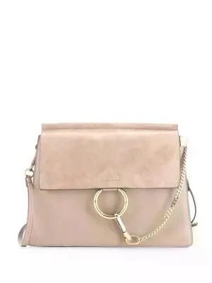 Chloé Faye Leather And Suede Medium Shoulder Bag - Grey