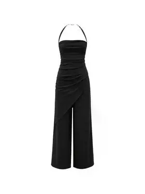 Karl Lagerfeld Halterneck Draped Jumpsuit - Black
