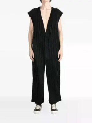 Rick Owens Ribbed-knit Sleeveless Cardicoat - Black