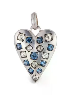 SYLVA & CIE Diamond And Sapphire Heart Pendant - Silver
