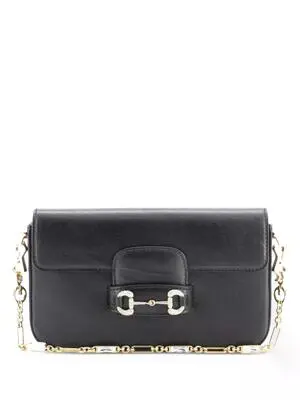 Gucci Horsebit 1955 Leather With Crystal Detail Mini Shoulder Bag - Black