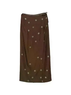 Dries Van Noten 1990s Floral-print Wrap Midi Skirt - Brown