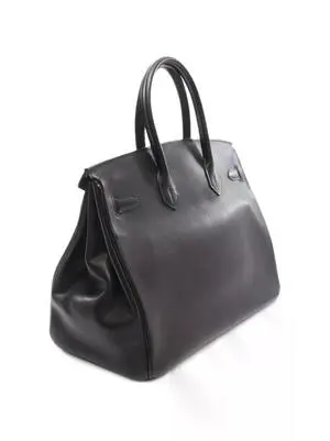 Hermès Leather Grained Texture Birkin 35 Handbag - Black