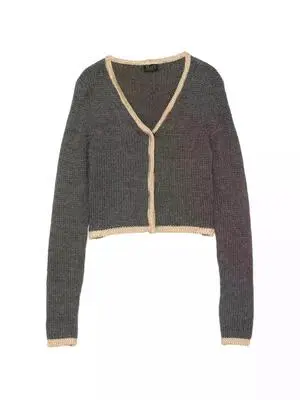 Dolce & Gabbana 2000s Metallic-trim Cropped Cardigan - Grey