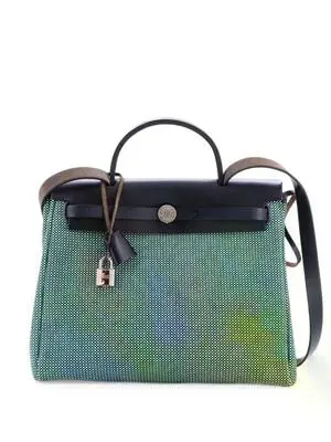Hermès Herbag Zip Criss Viking Toile And Leather 31 Shoulder Bag - Blue