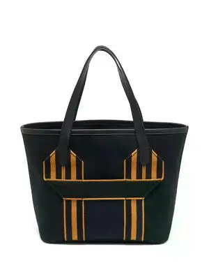 Hermès 2023 Pursangle Striped Tote Bag - Black