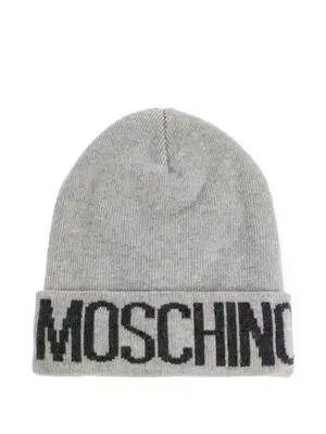 Moschino Logo-intarsia Beanie Hat - Grey