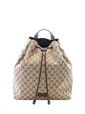 Gucci Gg Canvas Monogram Drawstring Backpack - Neutrals