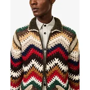 Sacai Crochet-knit Zip-up Wool-blend Cardigan