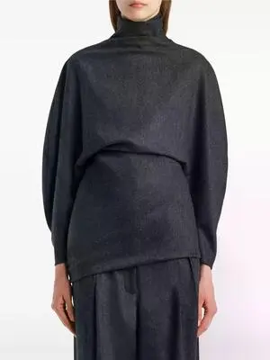 Khaite Harlow Top In Italian Wool-cashmere Shirting