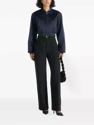 Manière De Voir Monique Satin Bomber Jacket - Blue