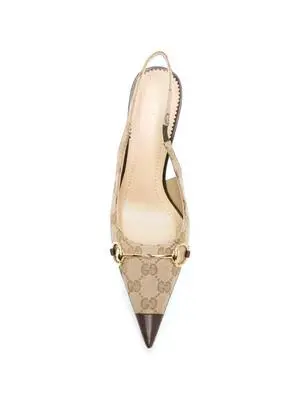 Gucci Donna Horsebit Gg Supreme Slingback Pumps