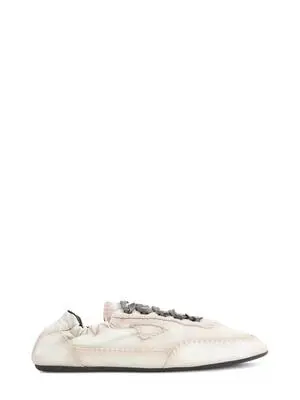 Prada Collapse Antiqued Nappa Leather Sneakers With Hooks