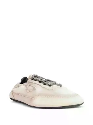 Prada Collapse Antiqued Nappa Leather Sneakers With Hooks