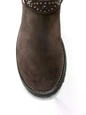 SECOND / LAYER Buckled Studded Leather Boots