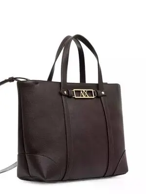 Armani Exchange Grained Leather Handbag With Logo Plaque