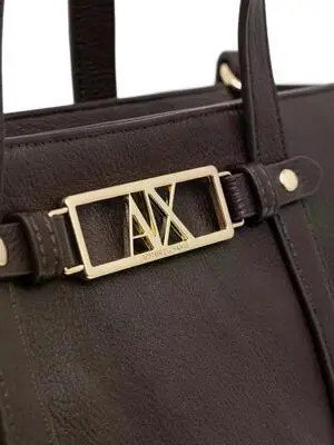 Armani Exchange Grained Leather Handbag With Logo Plaque