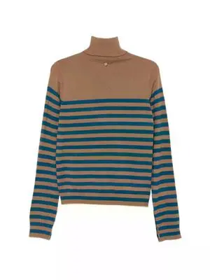 Liu Jo Striped Roll-neck Sweater - Brown