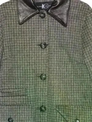 LUISA CERANO Check-pattern Leather-collar Coat